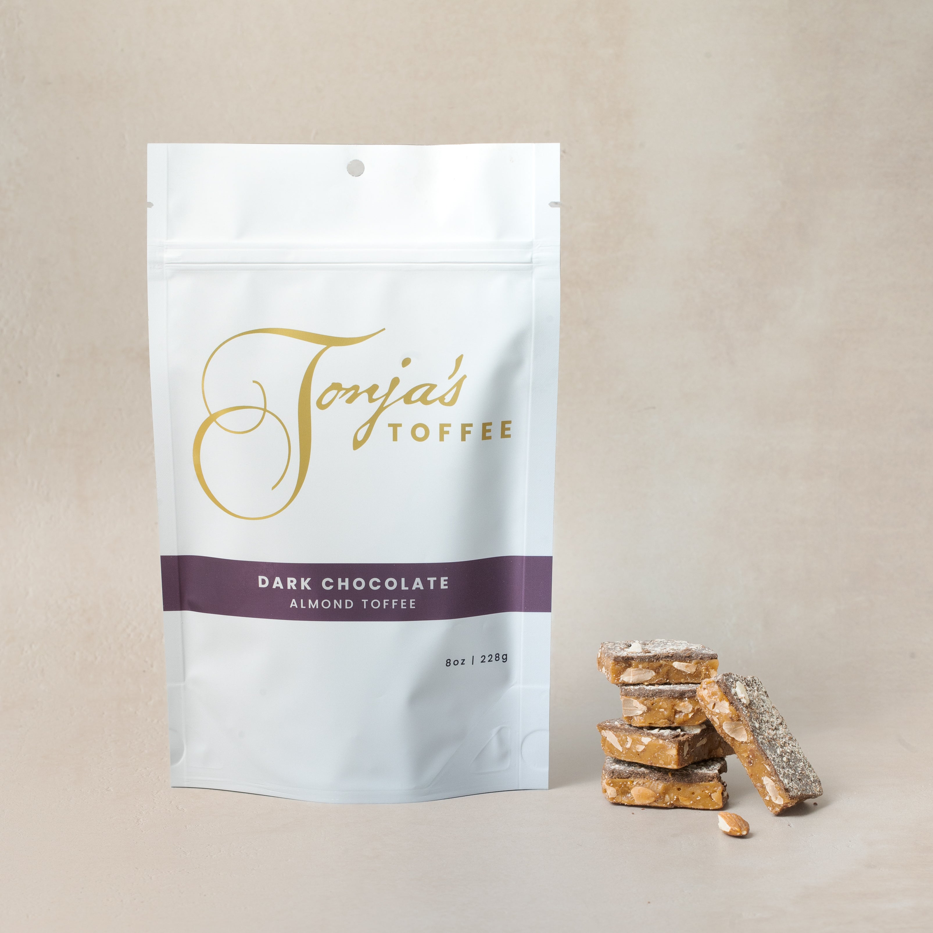 Dark Chocolate Almond Toffee | Handcrafted Toffee Candy – Tonja's Toffee